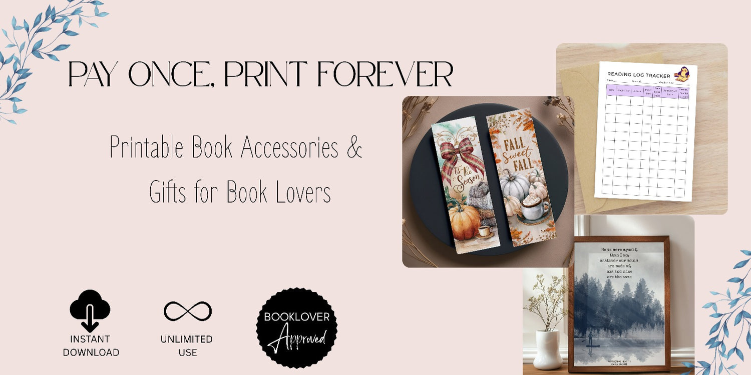 Printable Bookmarks, Wall Art & Bookish Accessories - Fonts n Fables